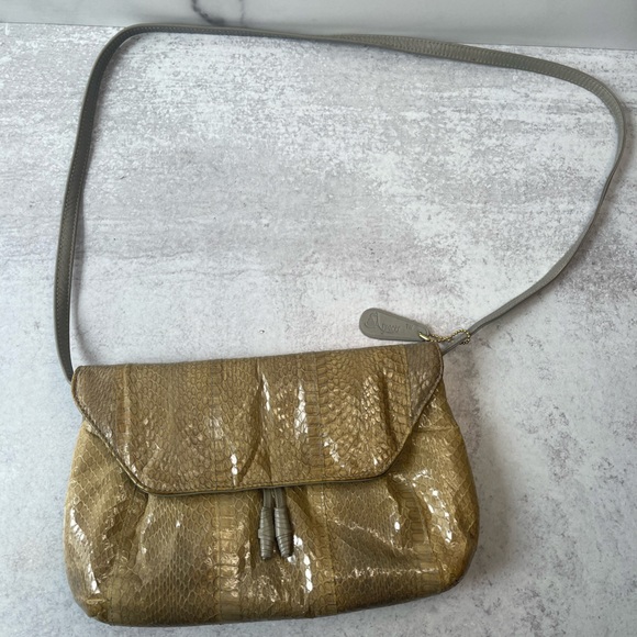 Bags | Vintage Snakeskin Tan Purse By Aspects | Poshmark